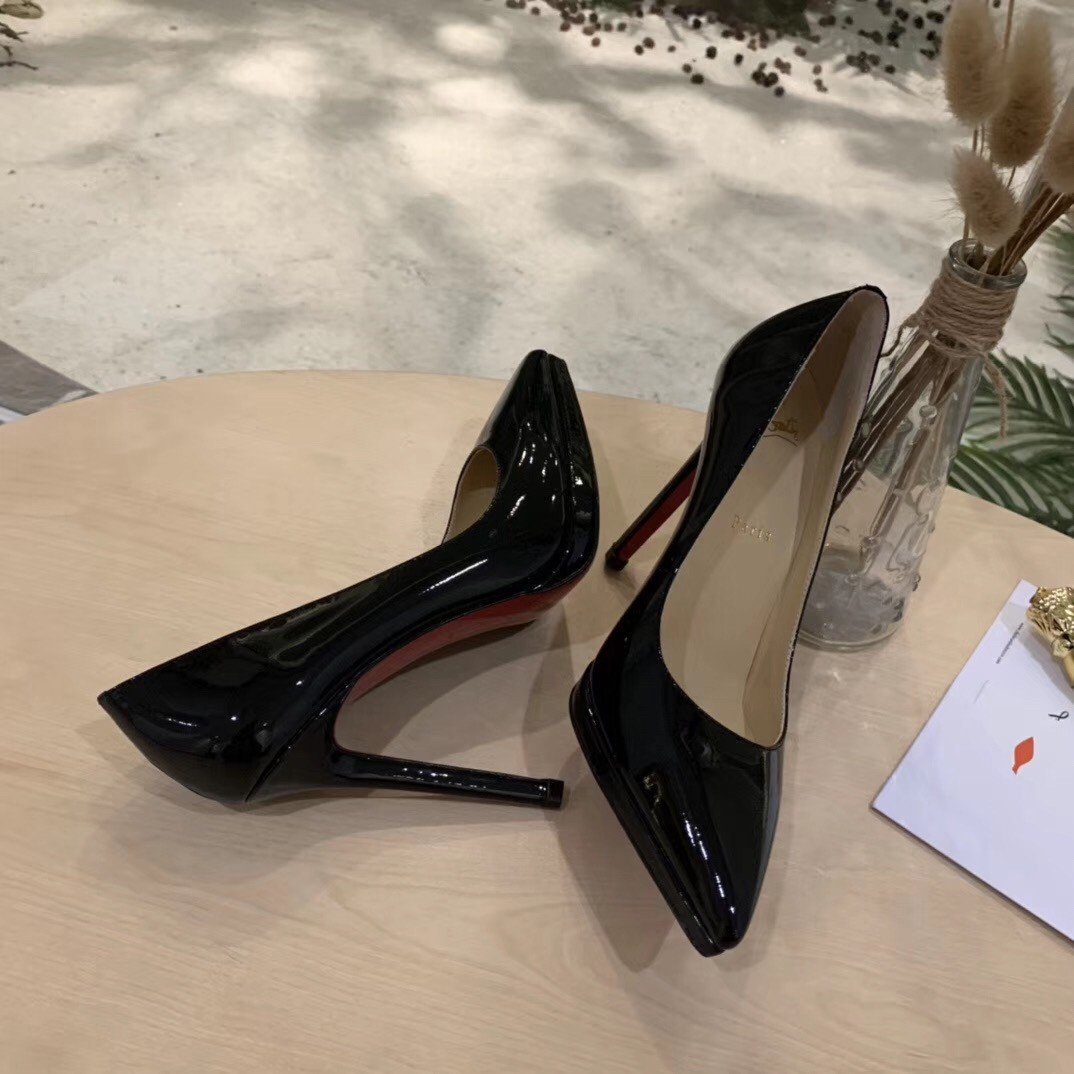 Christian Louboutin Black Patent Pigalle Plato 100mm Pumps - Victor Kicks