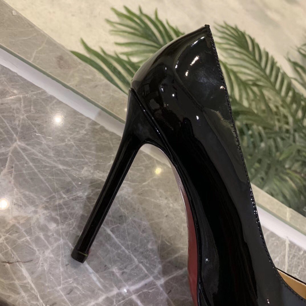 Christian Louboutin Black Patent Pigalle Plato 100mm Pumps - Victor Kicks